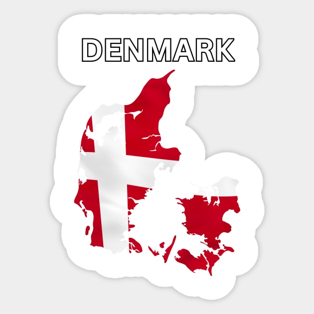 Denmark Flag Map - Denmark - Sticker | TeePublic